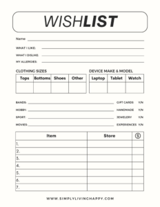 Best Printable Wish List Template Free Downloads!